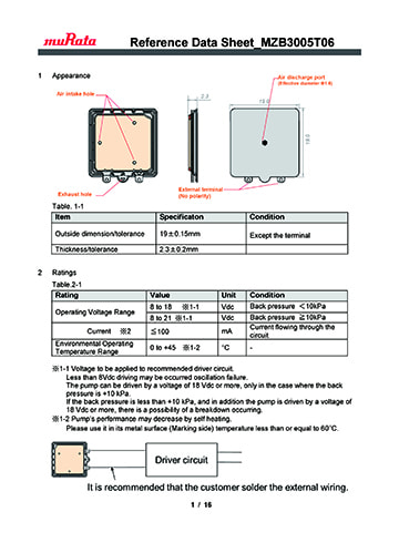 Microblower MZB3005T06 | Microblower (Air Pump) | Murata Manufacturing ...